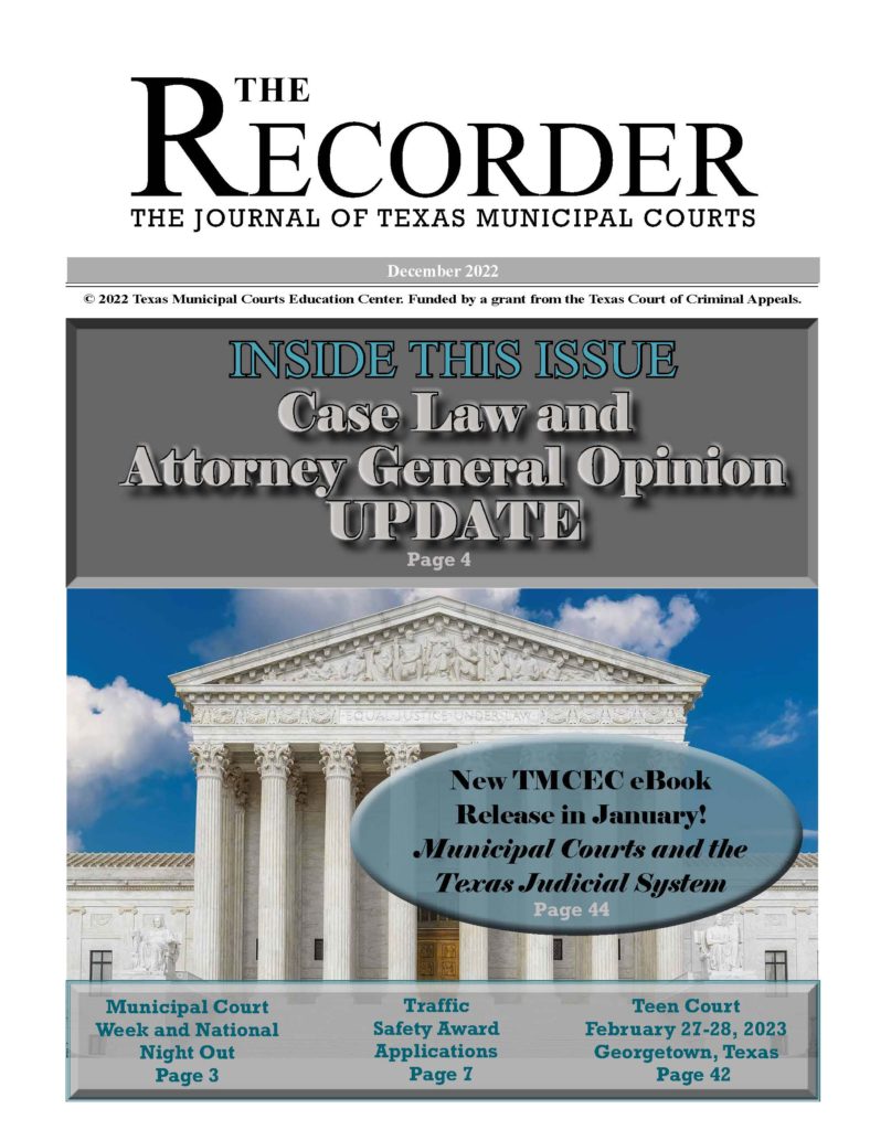 Journal - Texas Municipal Courts Education Center